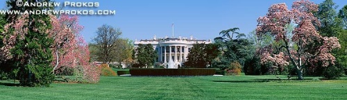 Panoramic View of the White House from the South Lawn - Framed ...