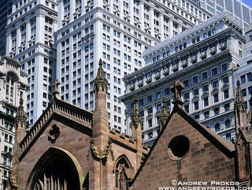 Trinity Church and Financial District Buildings - Architectural Photo ...