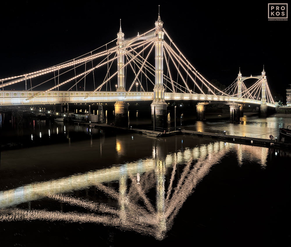 View of Albert Bridge at Night - Night Photography by Andrew Prokos