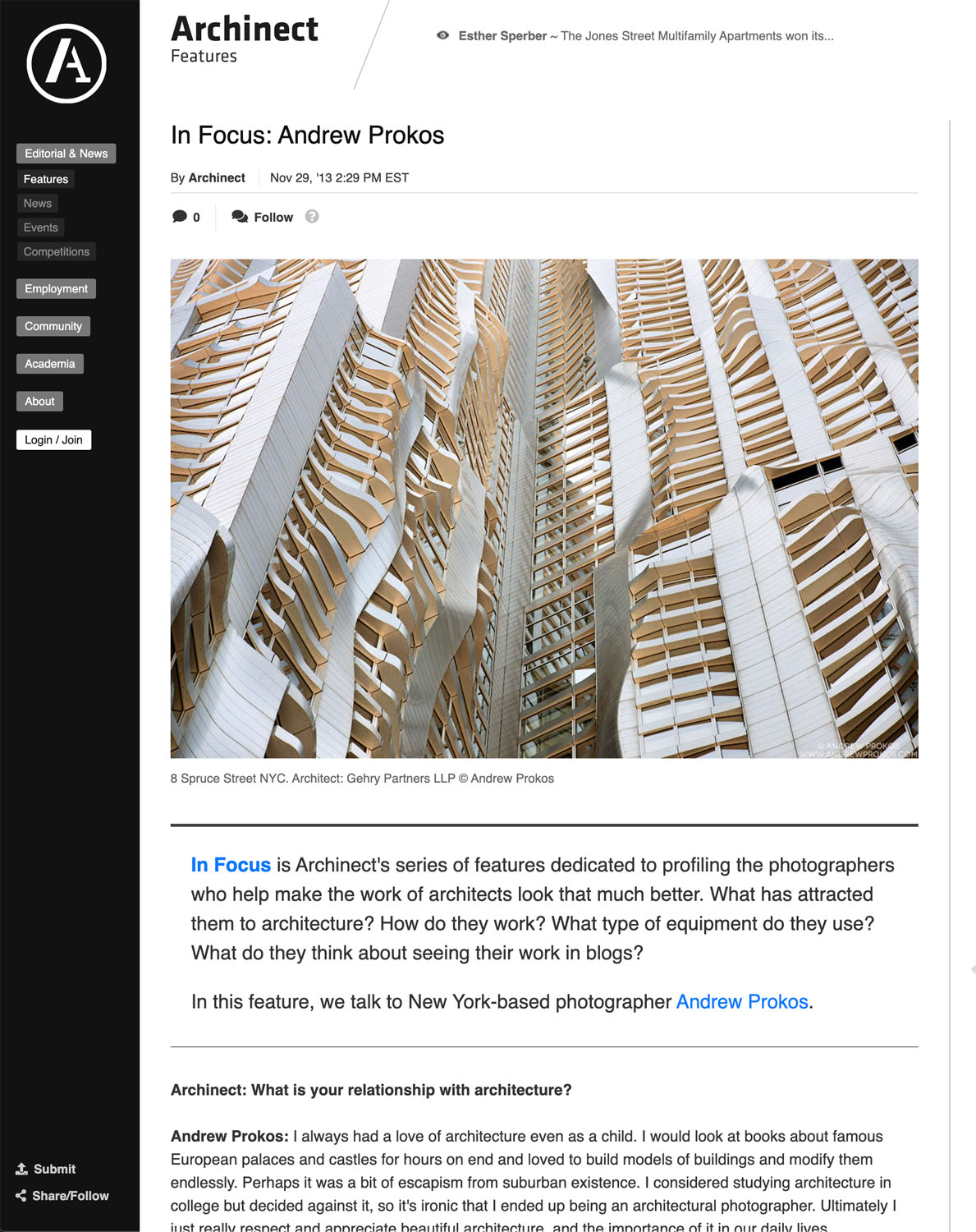 Archinect Magazine Interview with Architectural Photographer Andrew Prokos