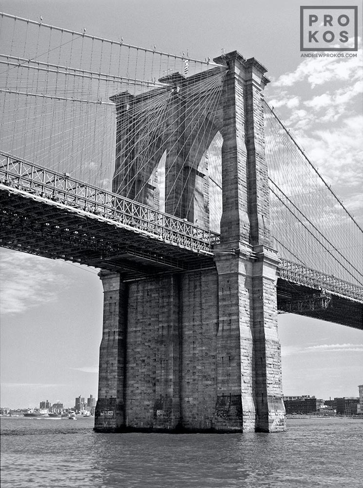 Brooklyn Bridge Manhattan Tower - Framed B&W Photograph - PROKOS