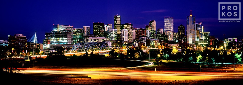 Panoramic Skyline of Denver at Dusk - High-Definition Fine Art Photo ...