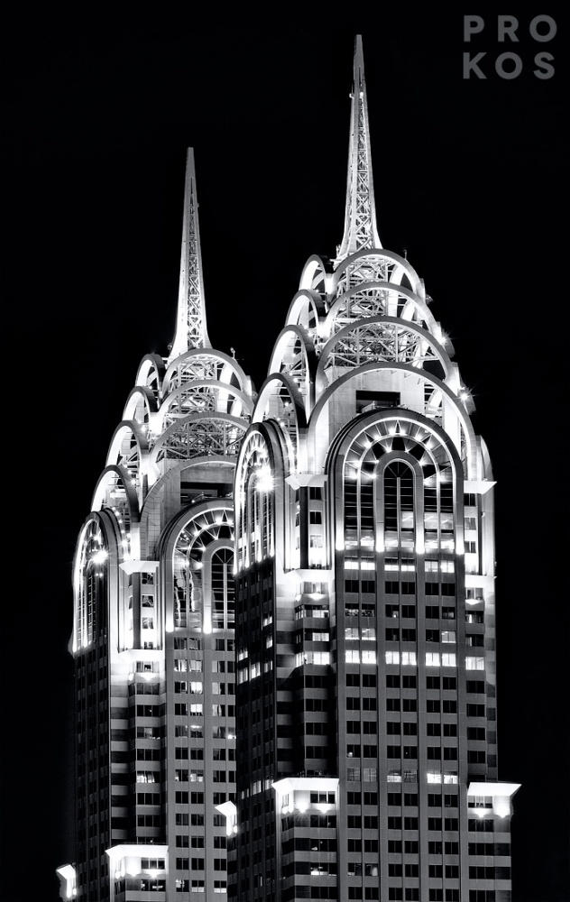 Dubai Spires at Night - Black & White Photo by Andrew Prokos