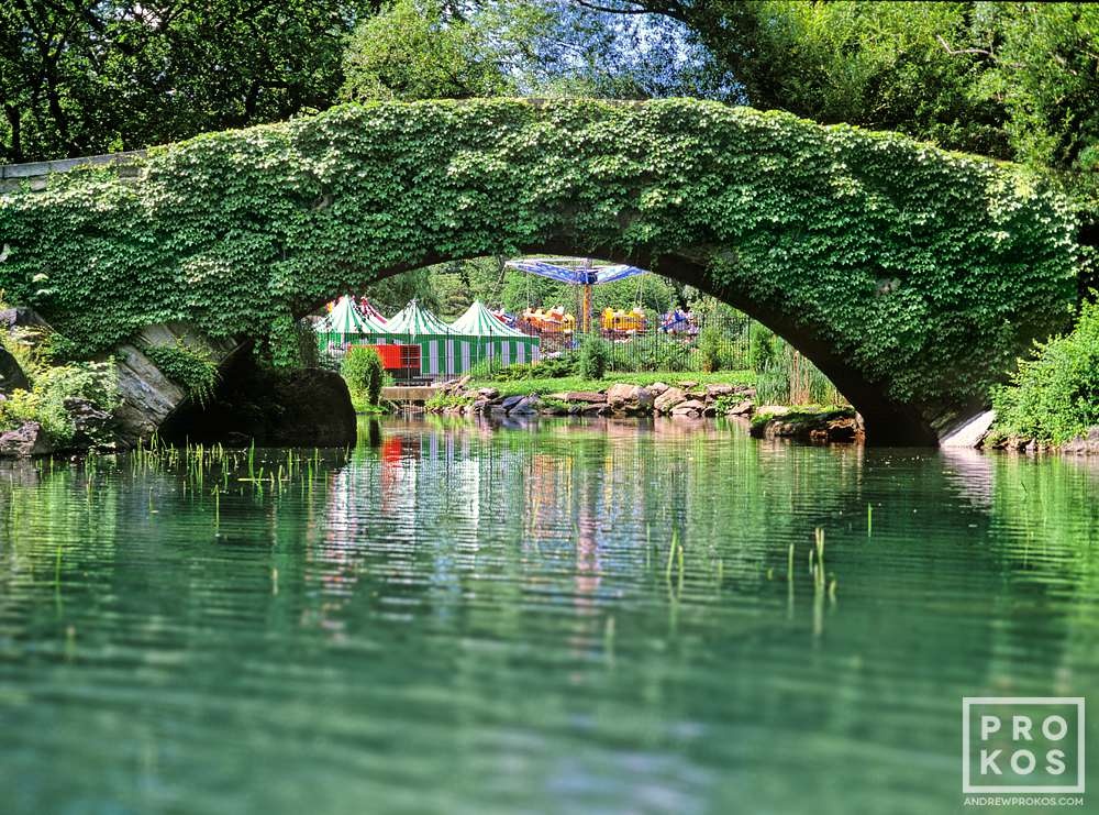 Gapstow Bridge in Summer, Central Park - Landscape Photo by Andrew Prokos