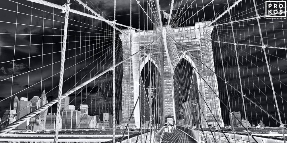 Inverted Brooklyn Bridge - Limited Edition Photograph by Andrew Prokos