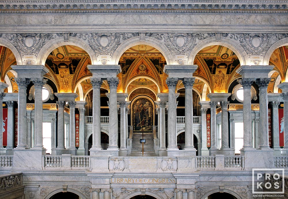 Library of Congress Great Hall Balcony - Architectural Photo - PROKOS