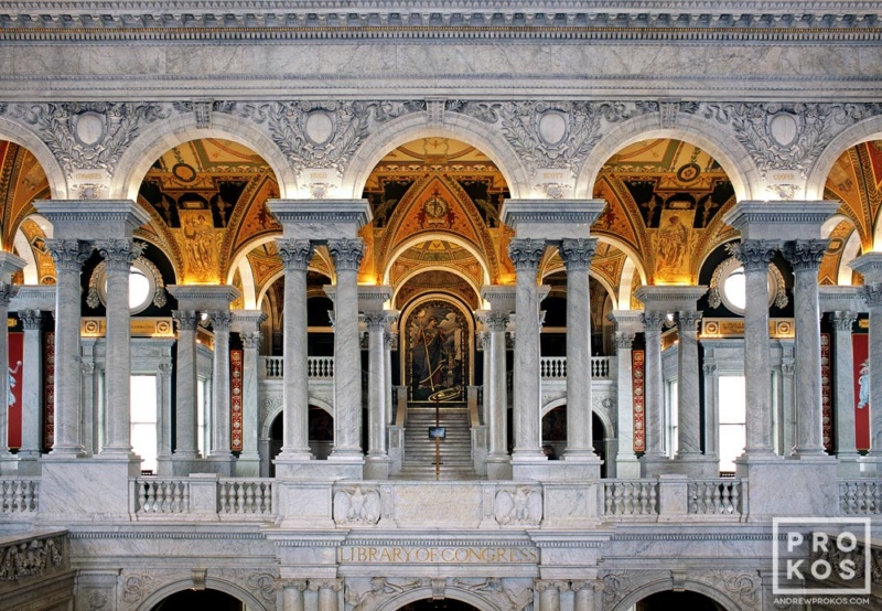 Library of Congress Great Hall Balcony - Architectural Photo - PROKOS