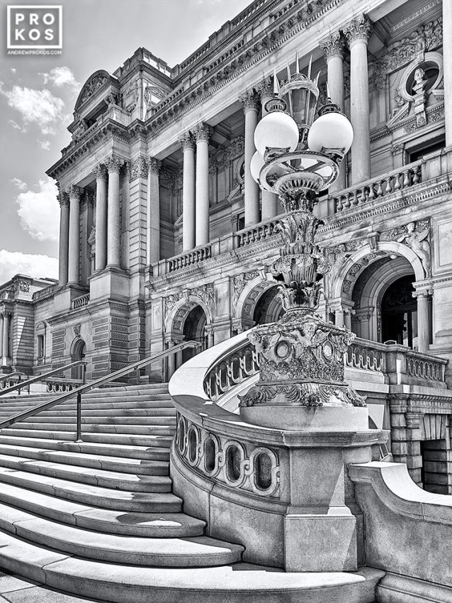 Library of Congress Exterior - Black & White Art Photo by Andrew Prokos