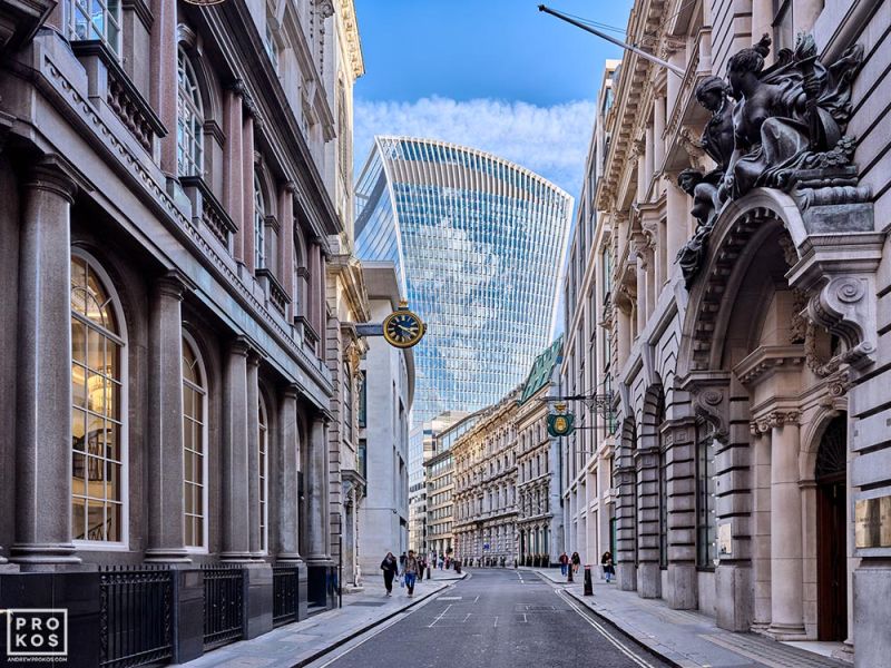 Lombard Street, City of London - Color Photograph by Andrew Prokos