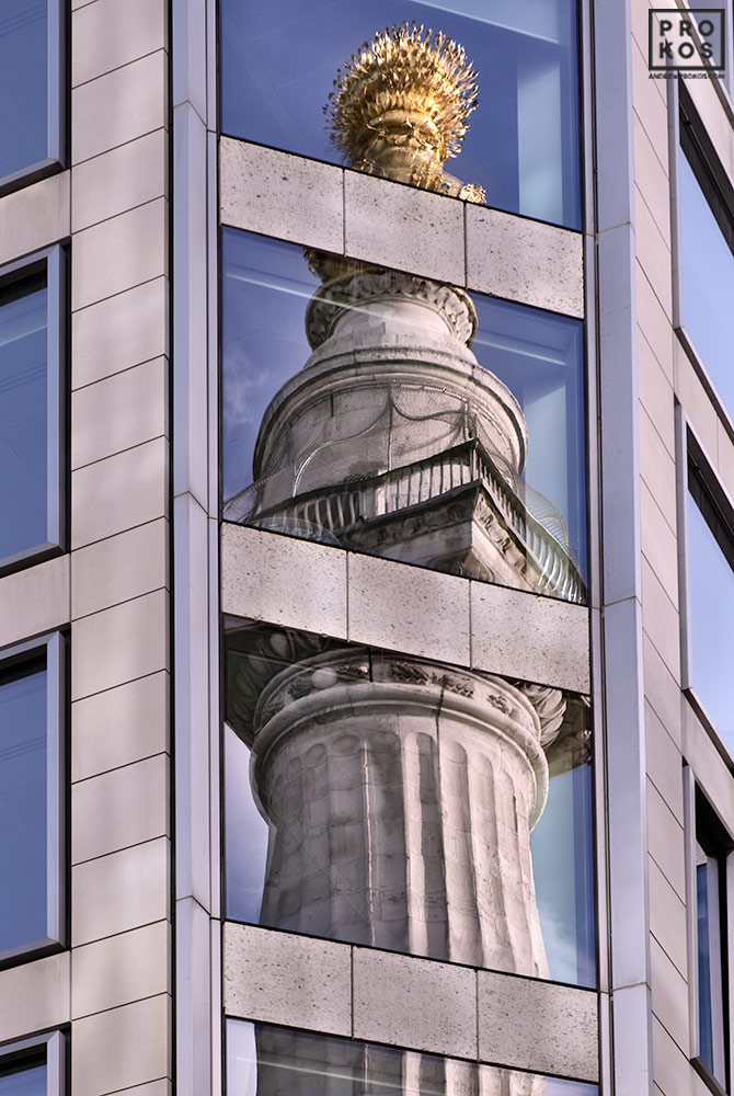 Great Fire Monument Reflected, London - Architectural Photo - PROKOS