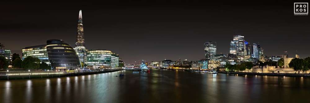 Panoramic View of London and Thames River at Night - Photo by Andrew Prokos