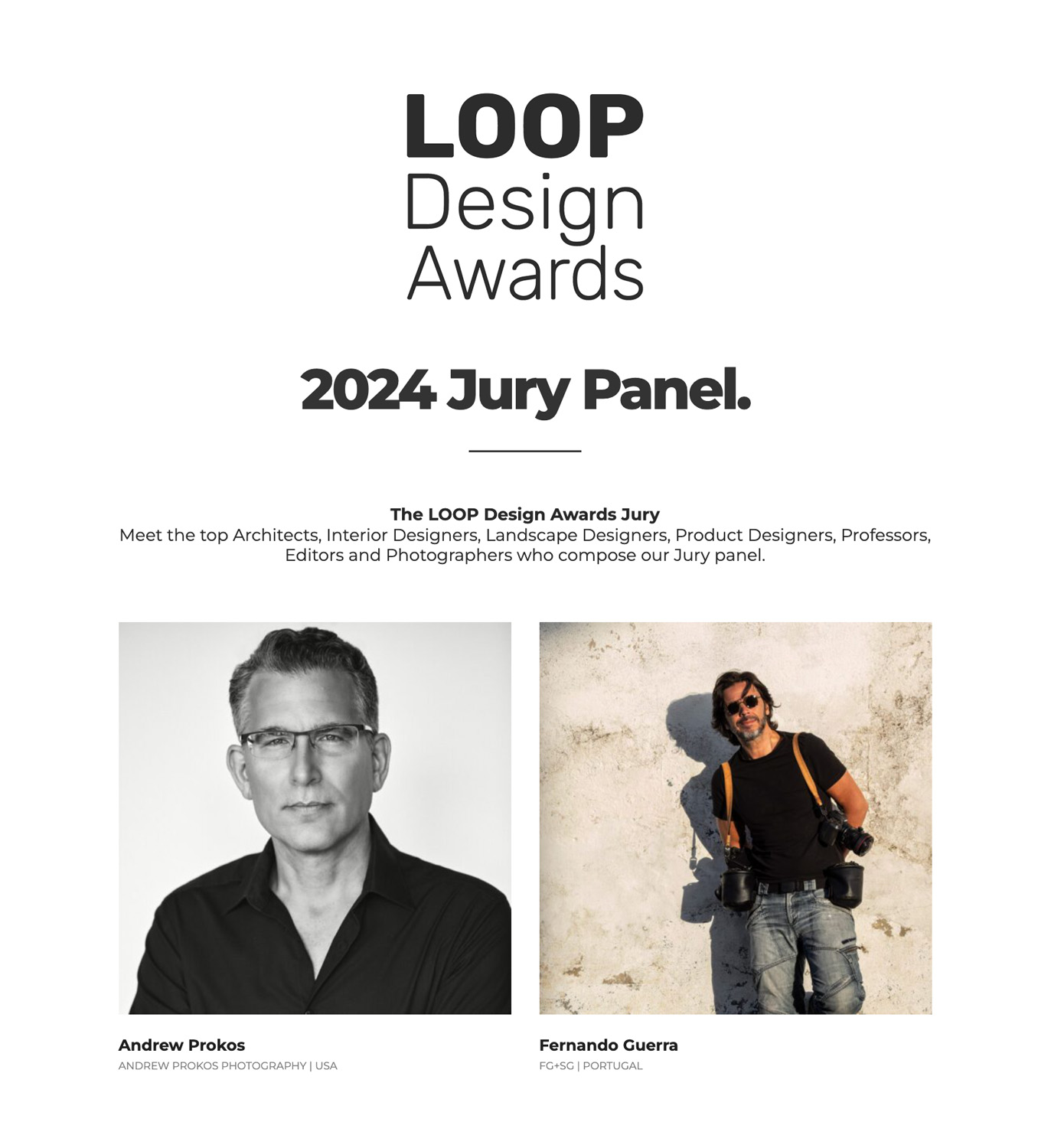Loop Design Awards Jury Panel - Latest News - Photographer Andrew Prokos
