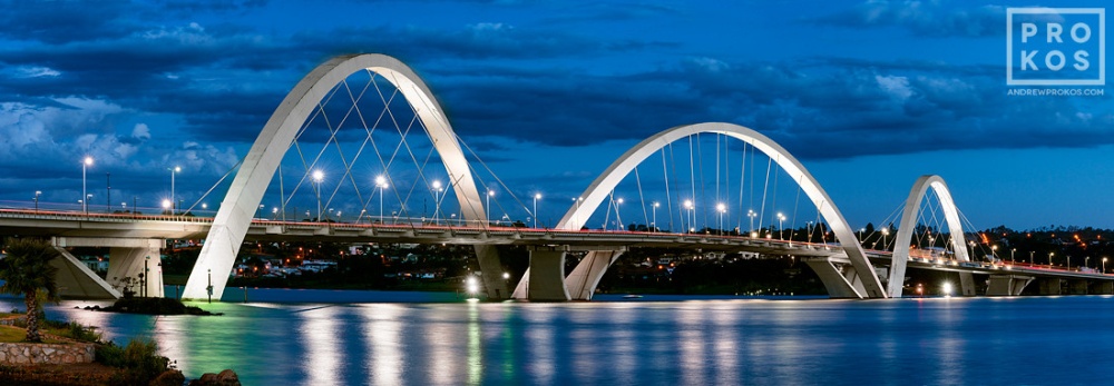 Panoramic View of Juscelino Kubitschek Bridge at Dusk, Brasilia ...