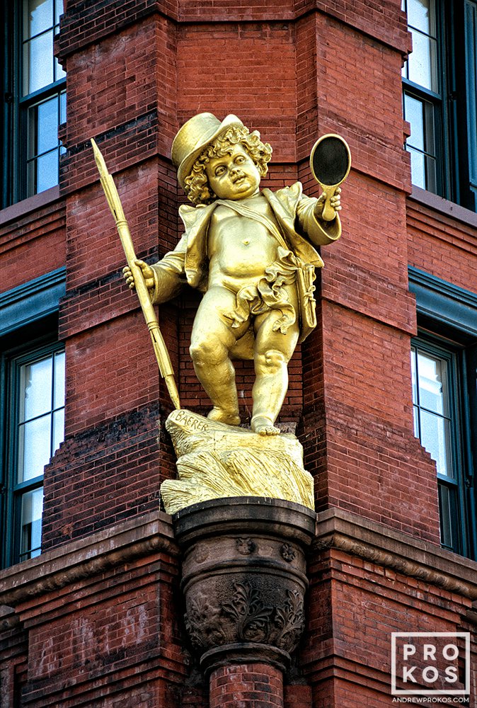 Puck Building Statue - Framed Photograph by Andrew Prokos