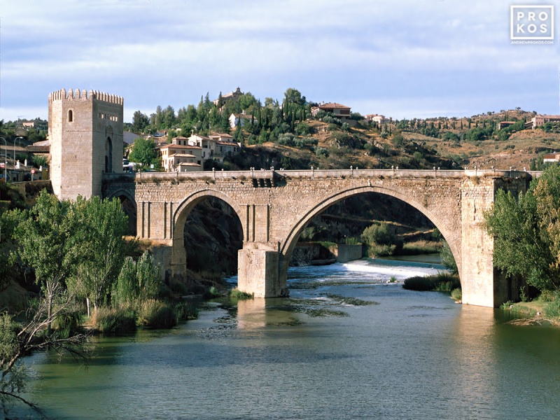 View of San Martin Bridge and the Tajo River, Toledo - Spain ...