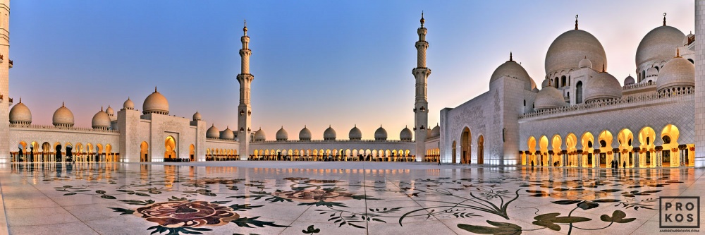 Panoramic View of Sheikh Zayed Grand Mosque - Abu Dhabi Photos - PROKOS