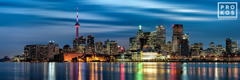 Panoramic Skyline of Toronto at Dusk - Framed Photography by Andrew Prokos