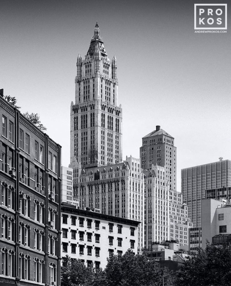 Tribeca Skyline with Woolworth Building II - B&W Framed Photo - PROKOS