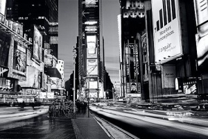 Times Square Night Panorama #1 - Black and White Photograph by Andrew ...