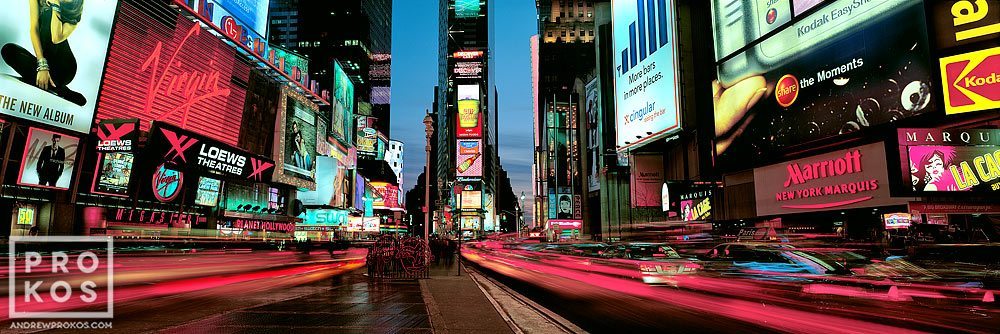 Panoramic View of Times Square at Dusk I - New York Cityscape - PROKOS