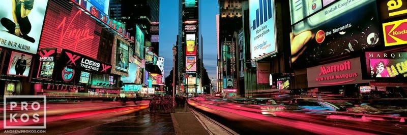 Panoramic View of Times Square at Dusk I - New York Cityscape - PROKOS
