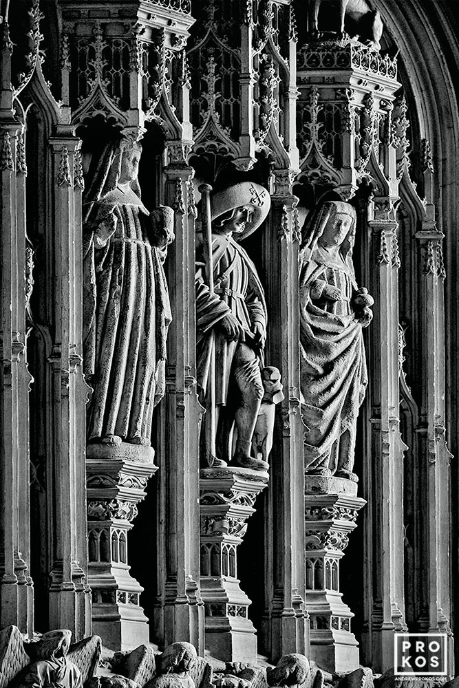 Lady Chapel Gothic Statues, Westminster Abbey - B&W Photo - PROKOS