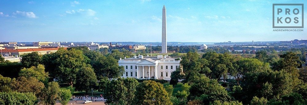 Panoramic View of the White House and Mall - Washington DC Photography ...